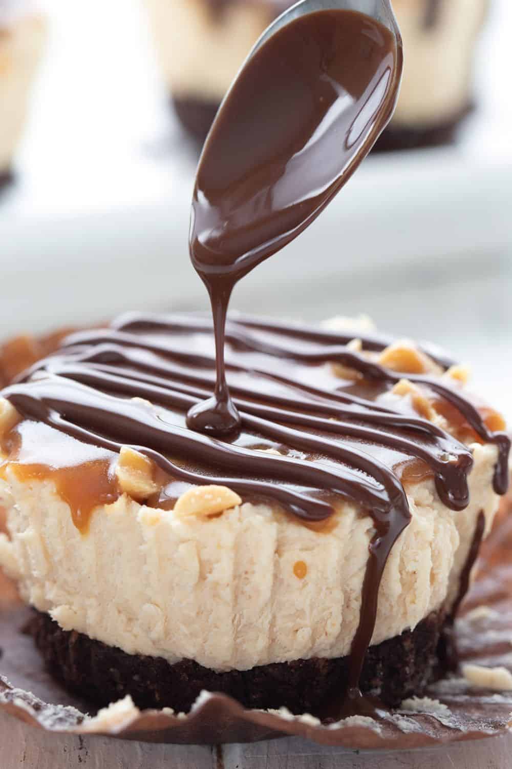 Keto Snickers Cheesecakes - All Day I Dream About Food