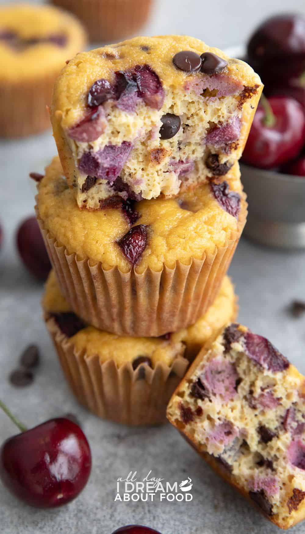 Keto Chocolate Cherry Muffins - All Day I Dream About Food