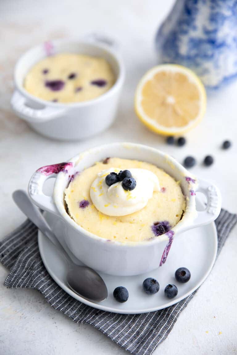 Lemon Blueberry Keto Mug Cake - All Day I Dream About Food