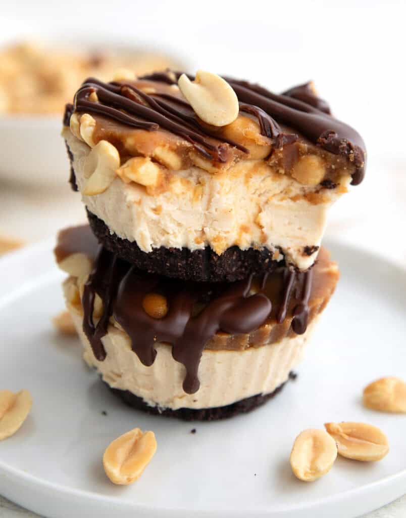 Keto Snickers Cheesecakes - All Day I Dream About Food